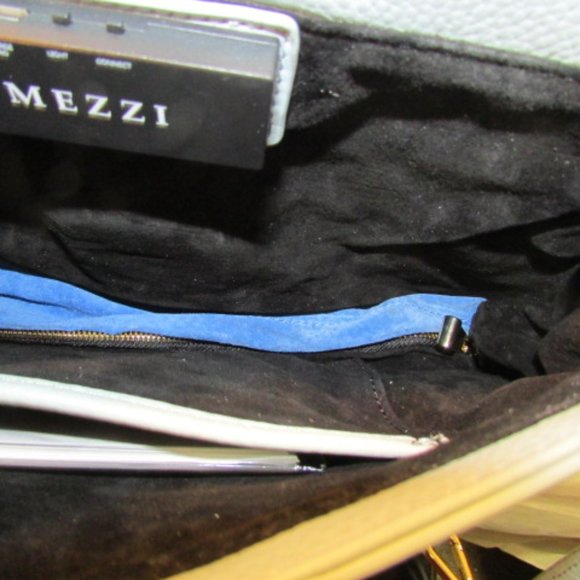 Mezzi | Bags | Mezzi Baby Blue Suede And Pebble Leather Clutch | Poshmark